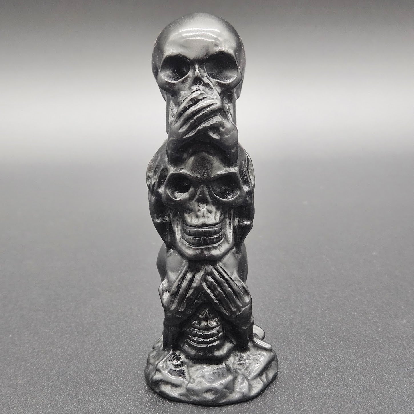 Obsidian 3 Skull Statue – Crystal Castle Beads